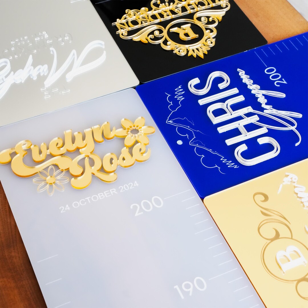 Kids Acrylic Growth Chart, Acrylic Family Height Chart, Custom Gold ...