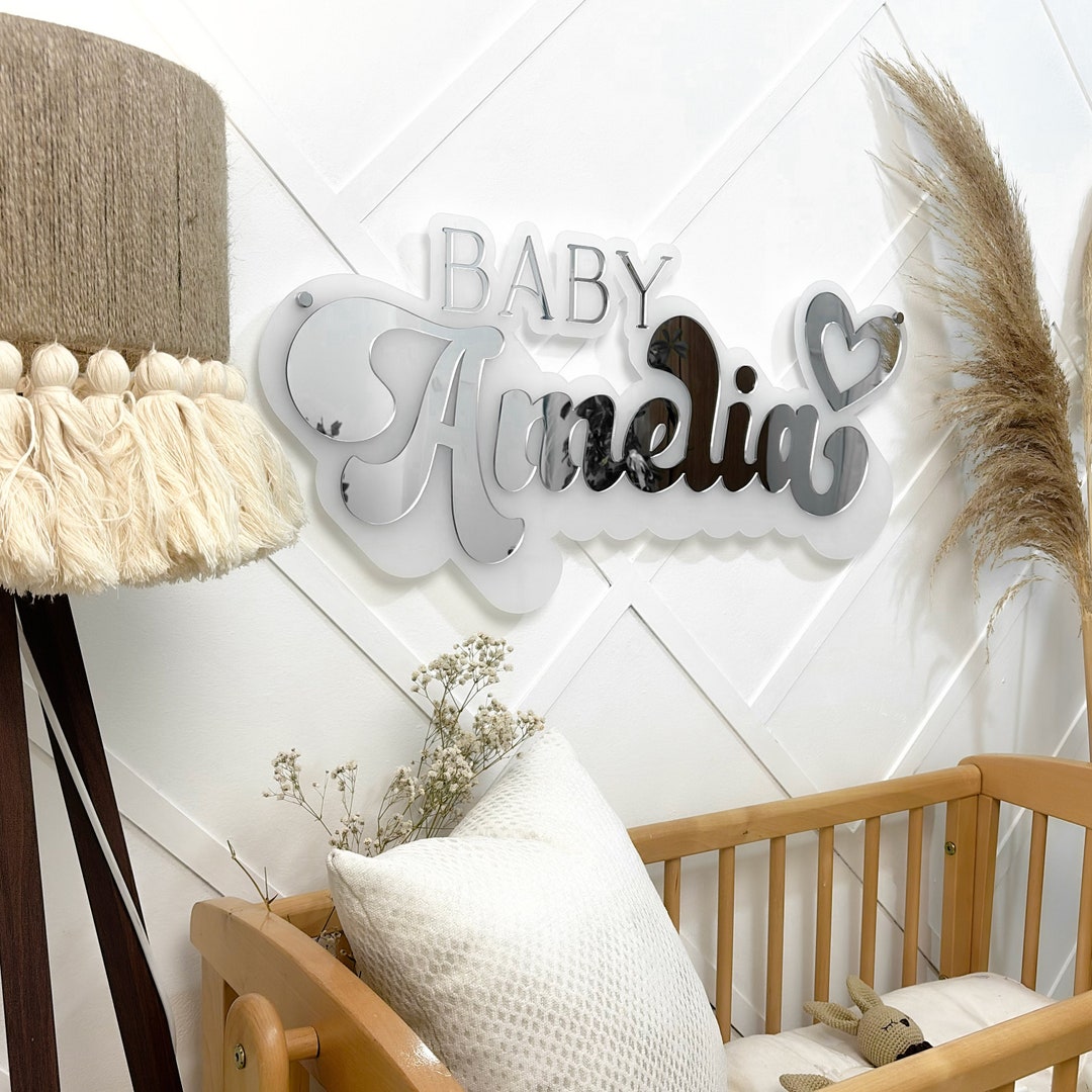 Acrylic Gold Mirror Name Sign, 3D Acrylic Baby Name Sign, Name Sign for ...