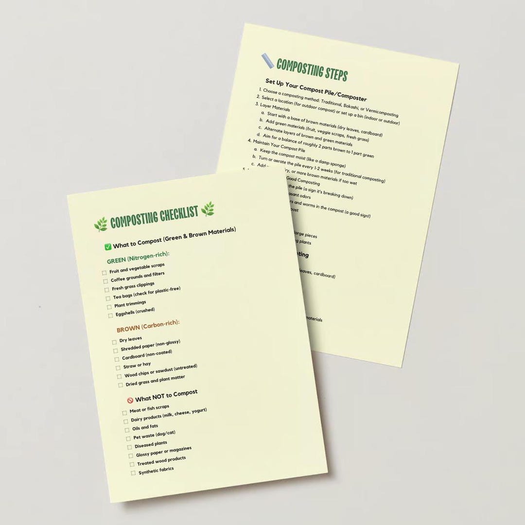 Printable Guide: Composting Checklist, Step-by-step Process ...