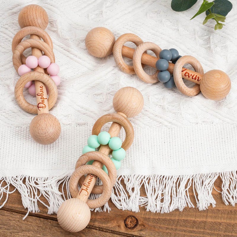 Wooden Baby Rattle - Etsy