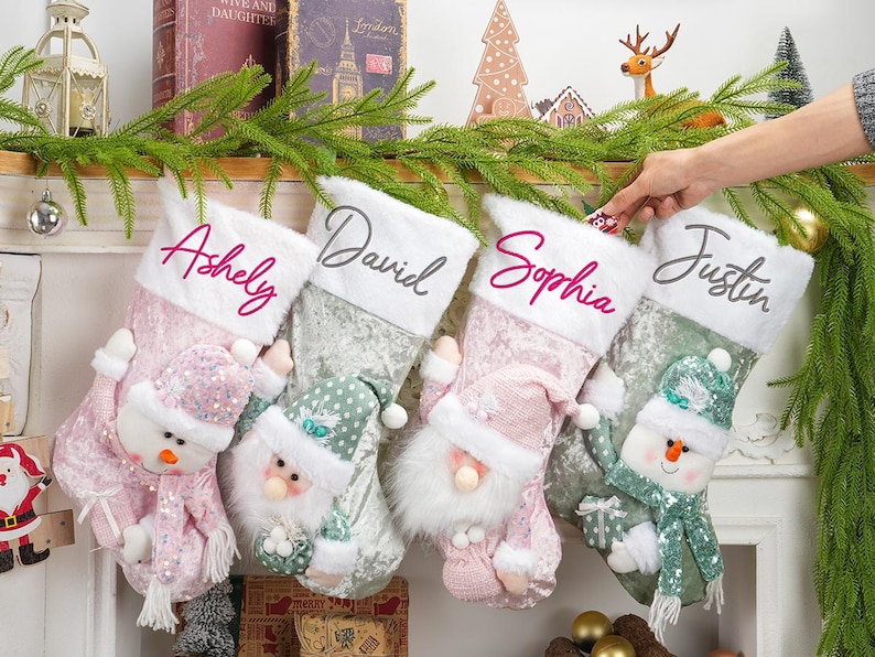 Personalized 3D Christmas Stockings — Embroidered Family Stockings With ...
