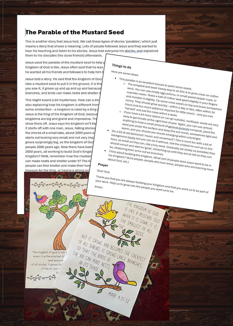 Parable of the Mustard Seed | Grab'n'go Sunday School - Etsy