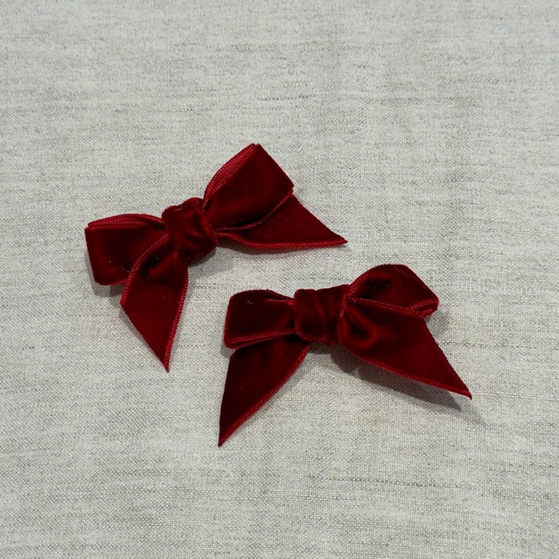 Mini Red Velvet Bow Pair, Christmas Hair Bows, Hair Accessories for ...