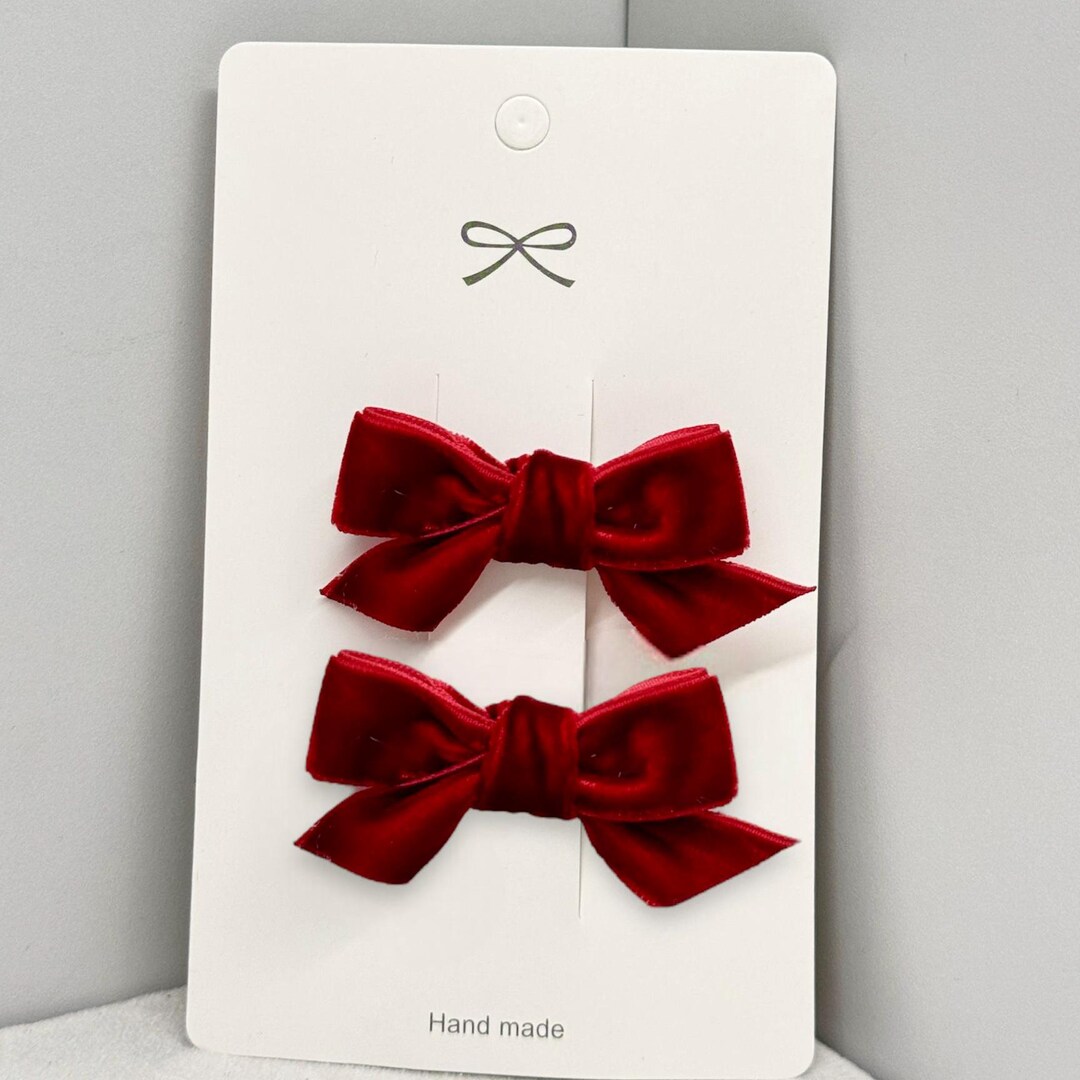 Mini Red Velvet Bow Pair, Christmas Hair Bows, Hair Accessories for ...