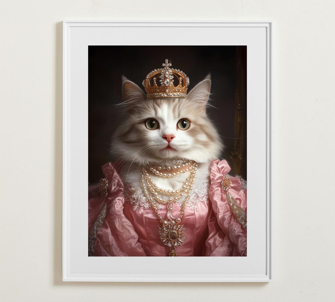 Renaissance Cat Queen Portrait: Royal Pet Art Print (digital Download ...