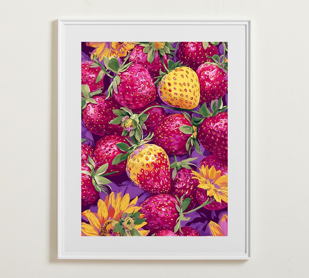 Strawberry Wall Art, Red Berry PRINTABLE, Fruit Poster,pink ...