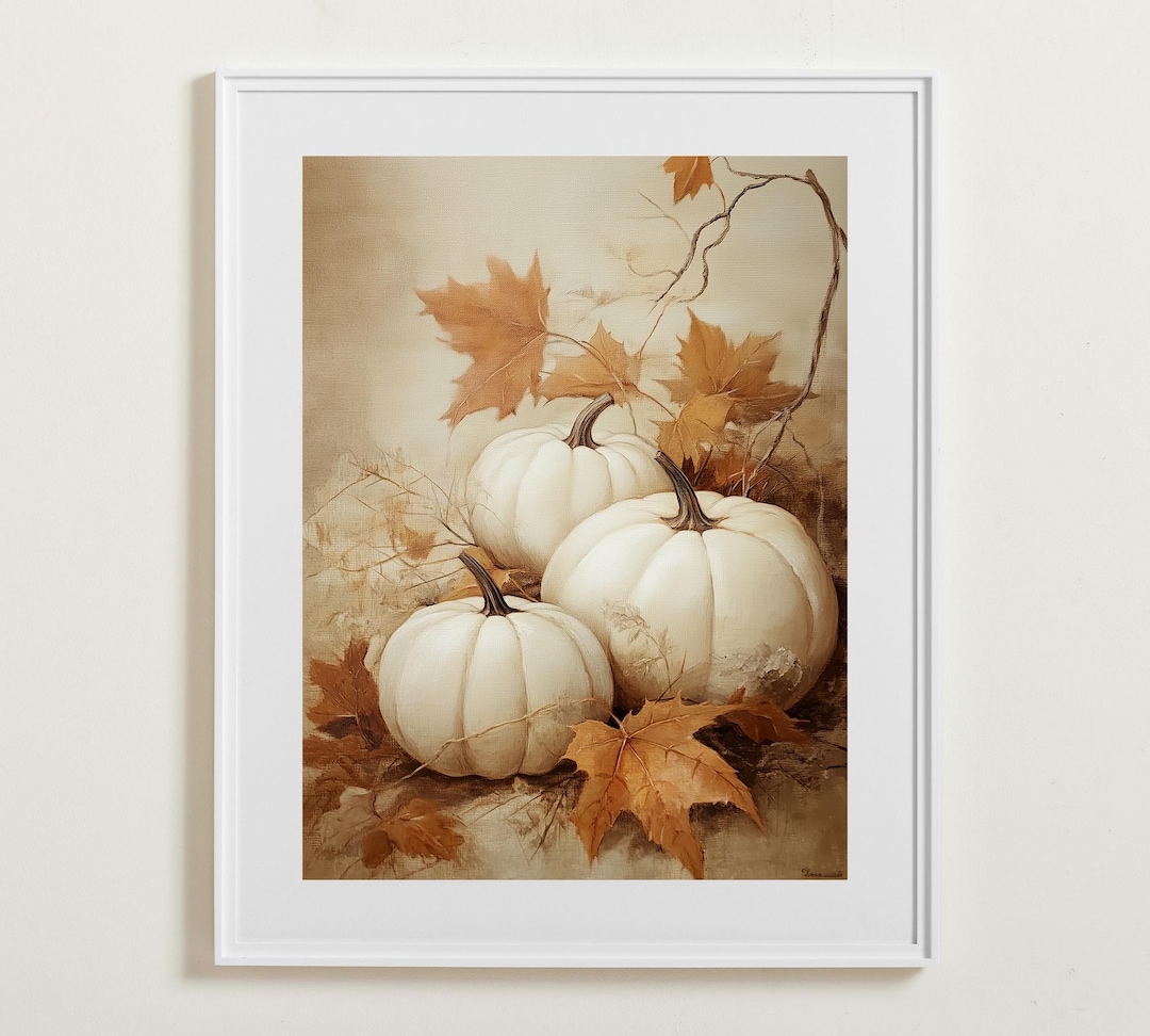 Vintage Fall Pumpkins Wall Art, Autumn Leaves (printable) - Etsy