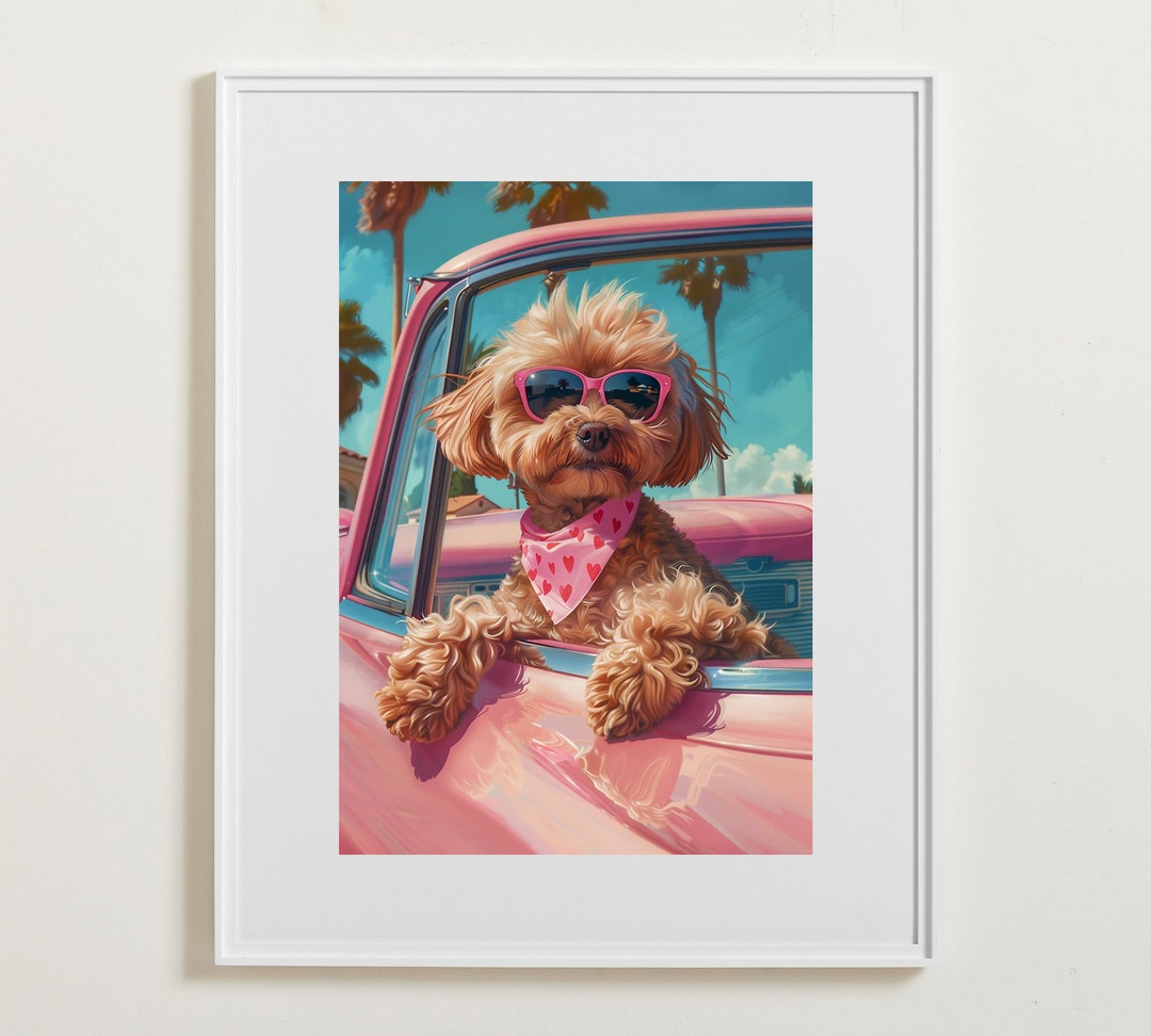 Preppy Cavapoo Girly Printable Wall Art, Retro Puppy Print, Preppy Room ...