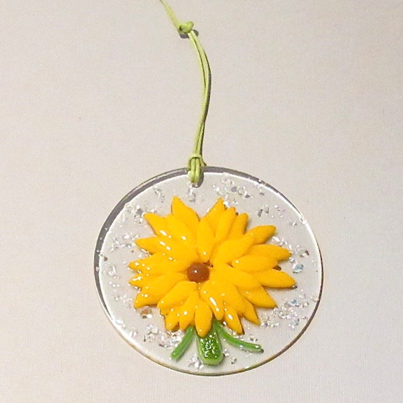 Fused Glass Yellow Flower Fused Glass Sun Catcher Flower Sun - Etsy