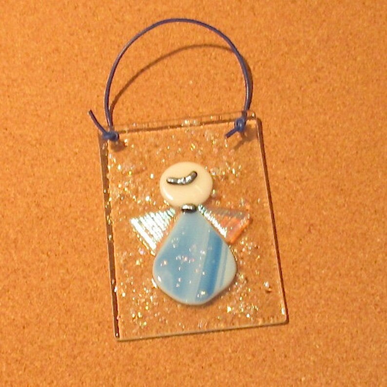 Fused Glass Angel Ornament - Fused Glass Angel Sun Catcher -dichroic ...