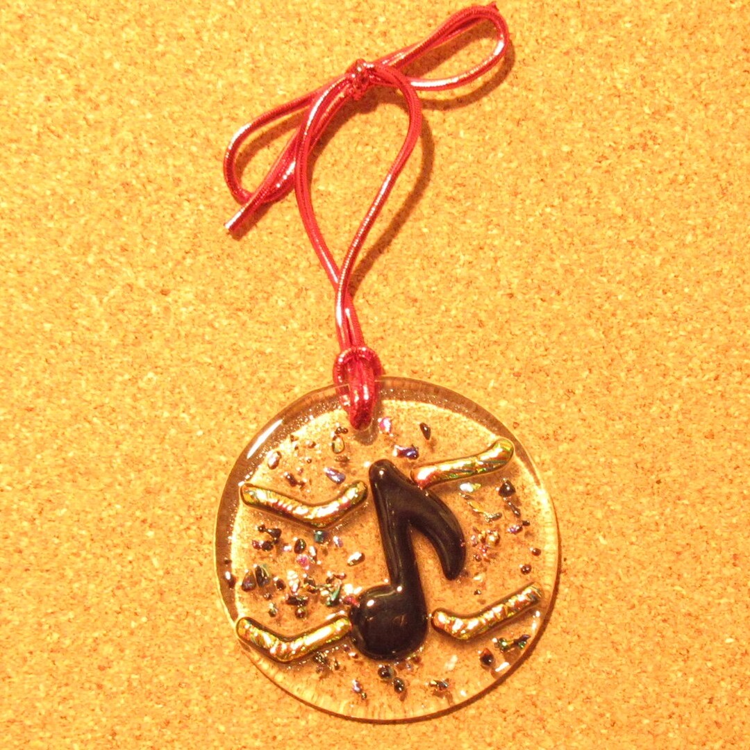 Fused Glass Musical Note Ornament - Music Teacher Gift - Fused Glass ...