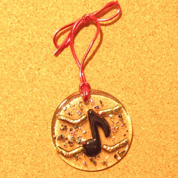 Fused Glass Musical Note Ornament Music Teacher Gift Fused | Etsy