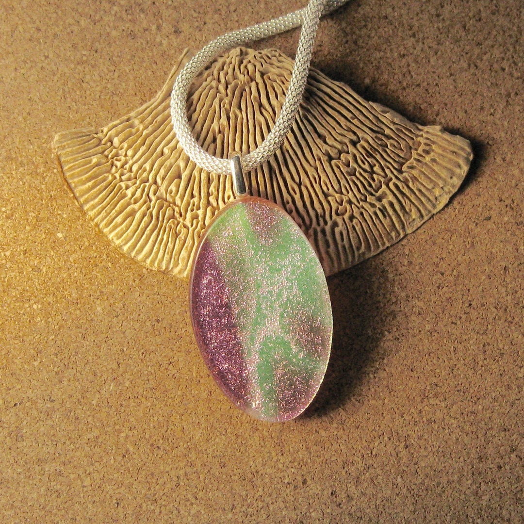 Pink Dichroic Pendant - Fused Glass Pendant - Dichroic Jewelry ...