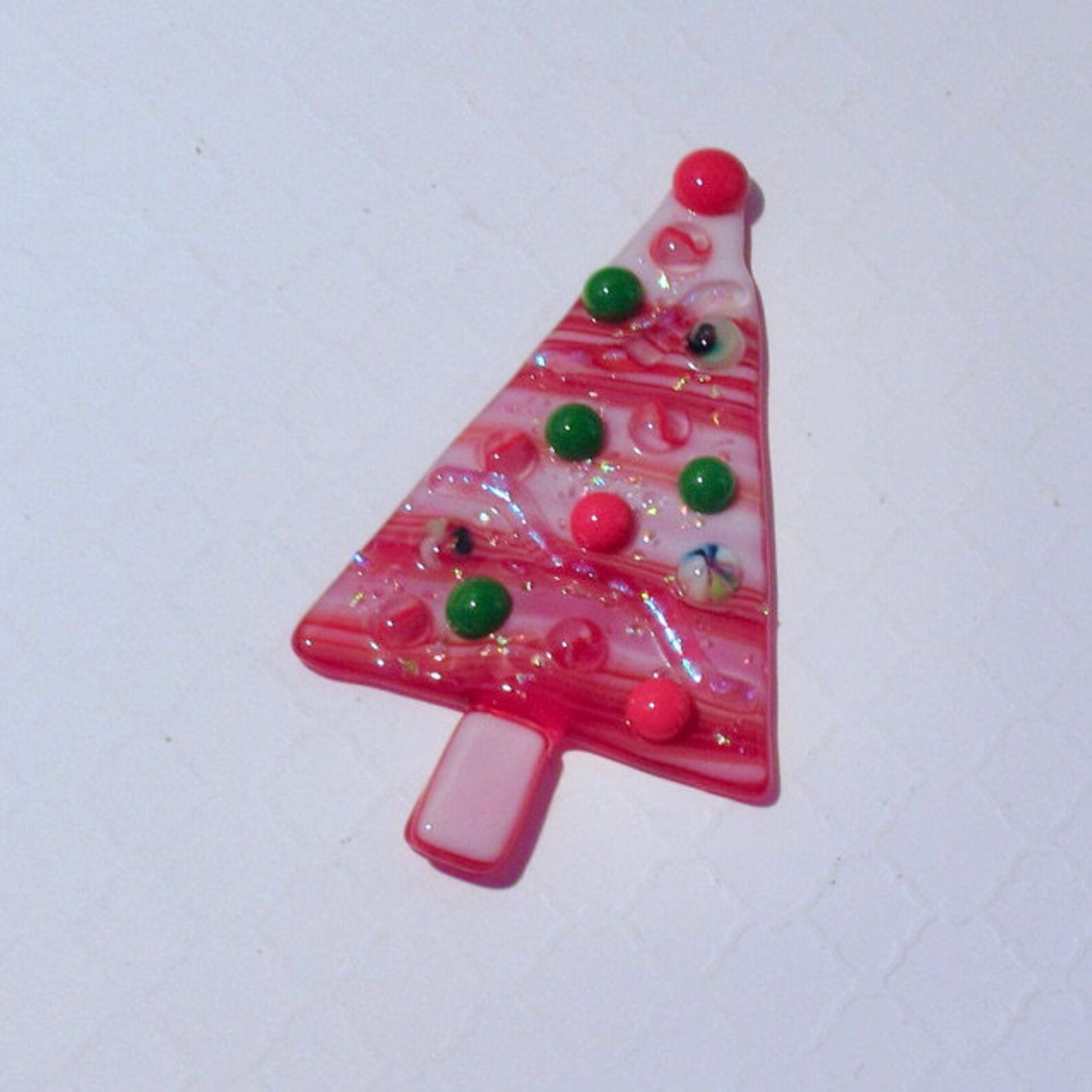 Fused Glass Christmas Tree in Stand Red Fused Glass - Etsy