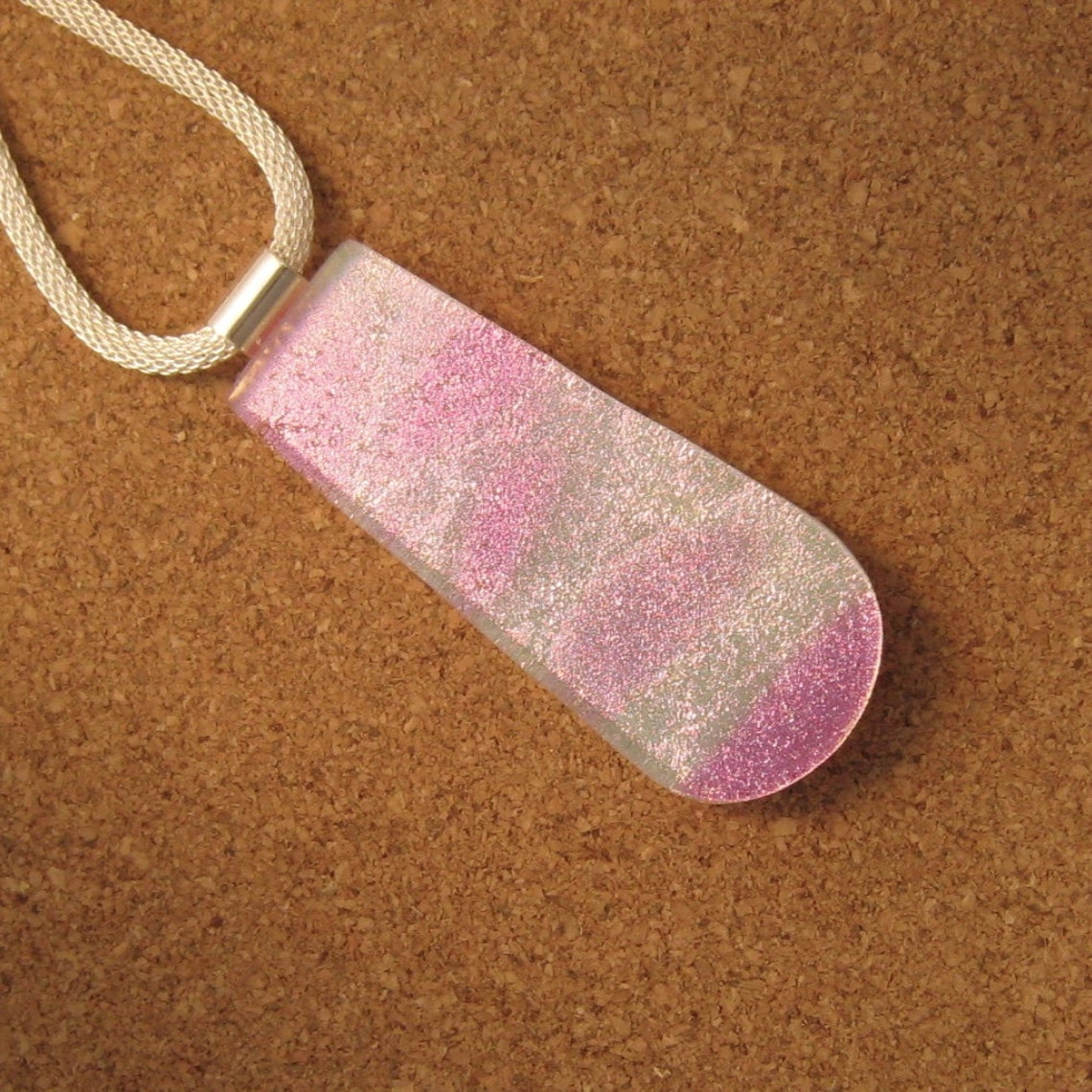 Pink Dichroic Pendant Fused Glass Pendant Dichroic Jewelry - Etsy