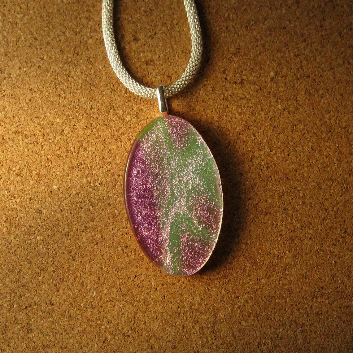 Pink Dichroic Pendant Fused Glass Pendant Dichroic Jewelry | Etsy