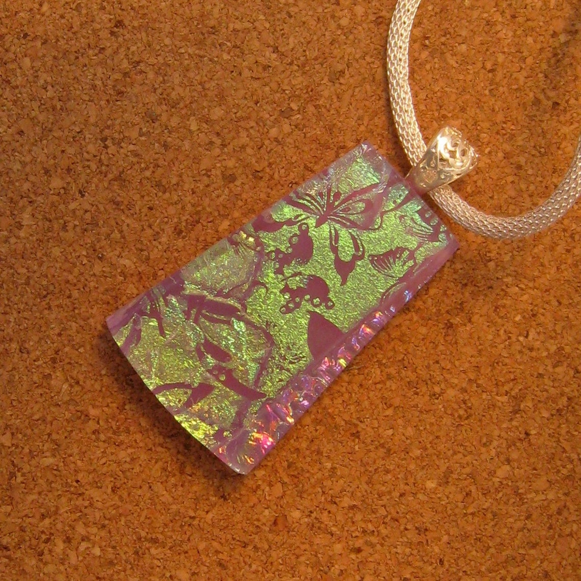 Pink Dichroic Pendant Fused Glass Pendant Dichroic - Etsy