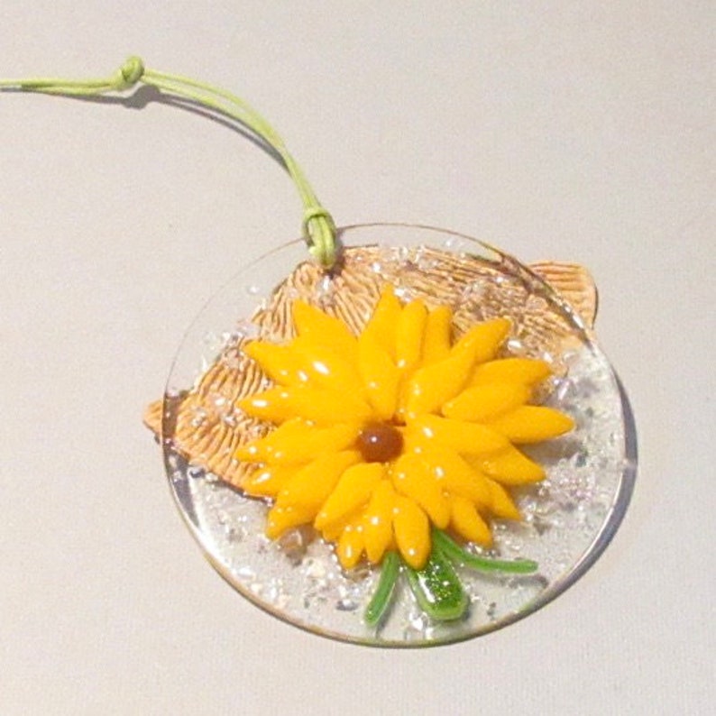 Fused Glass Yellow Flower Fused Glass Sun Catcher Flower Sun - Etsy
