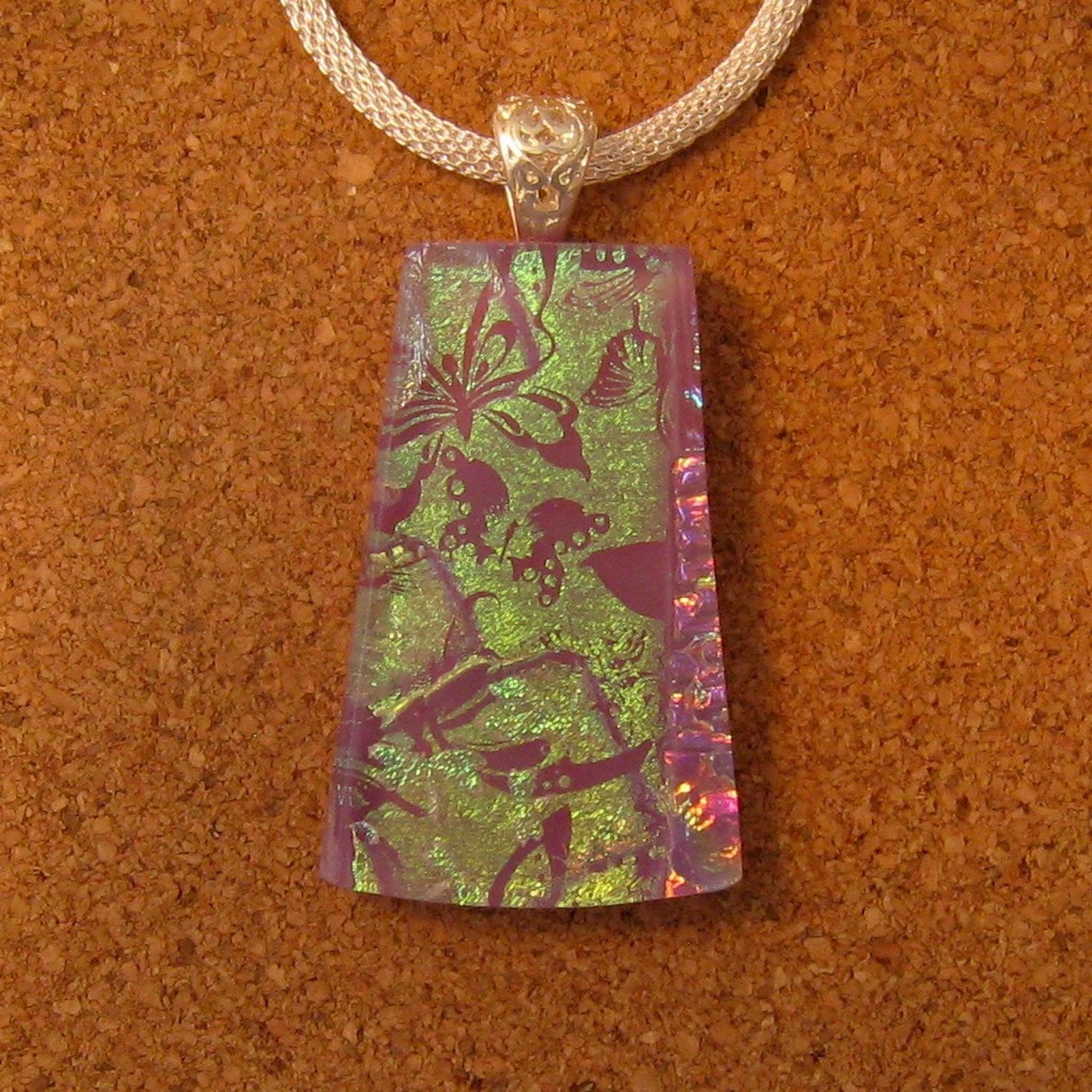 Pink Dichroic Pendant Fused Glass Pendant Dichroic - Etsy