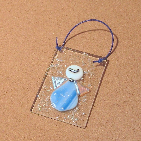 Fused Glass Angel Ornament - Fused Glass Angel Sun Catcher -dichroic ...