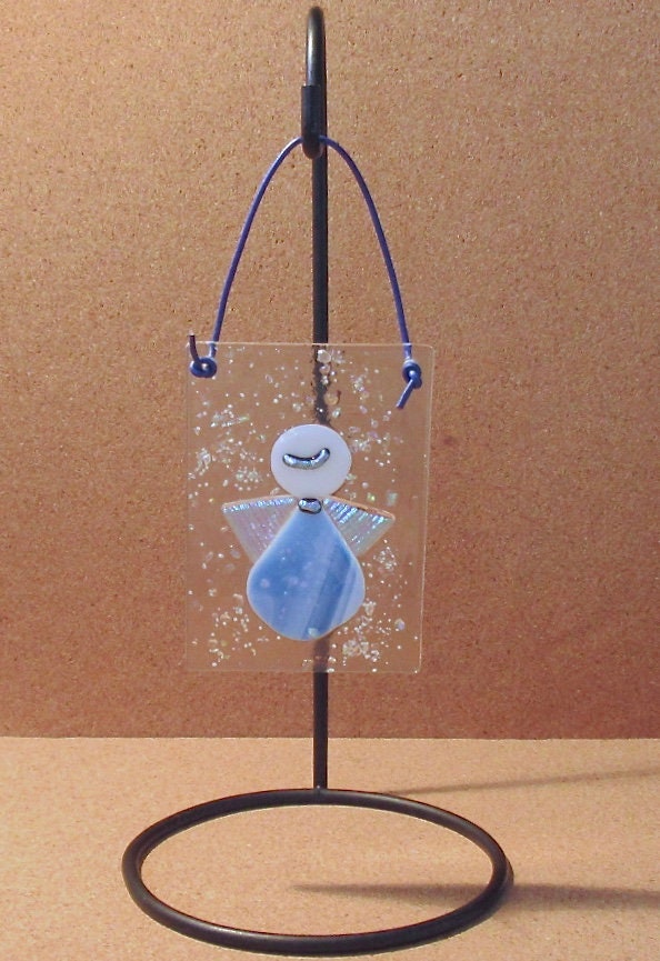 Fused Glass Angel Ornament - Fused Glass Angel Sun Catcher -dichroic ...
