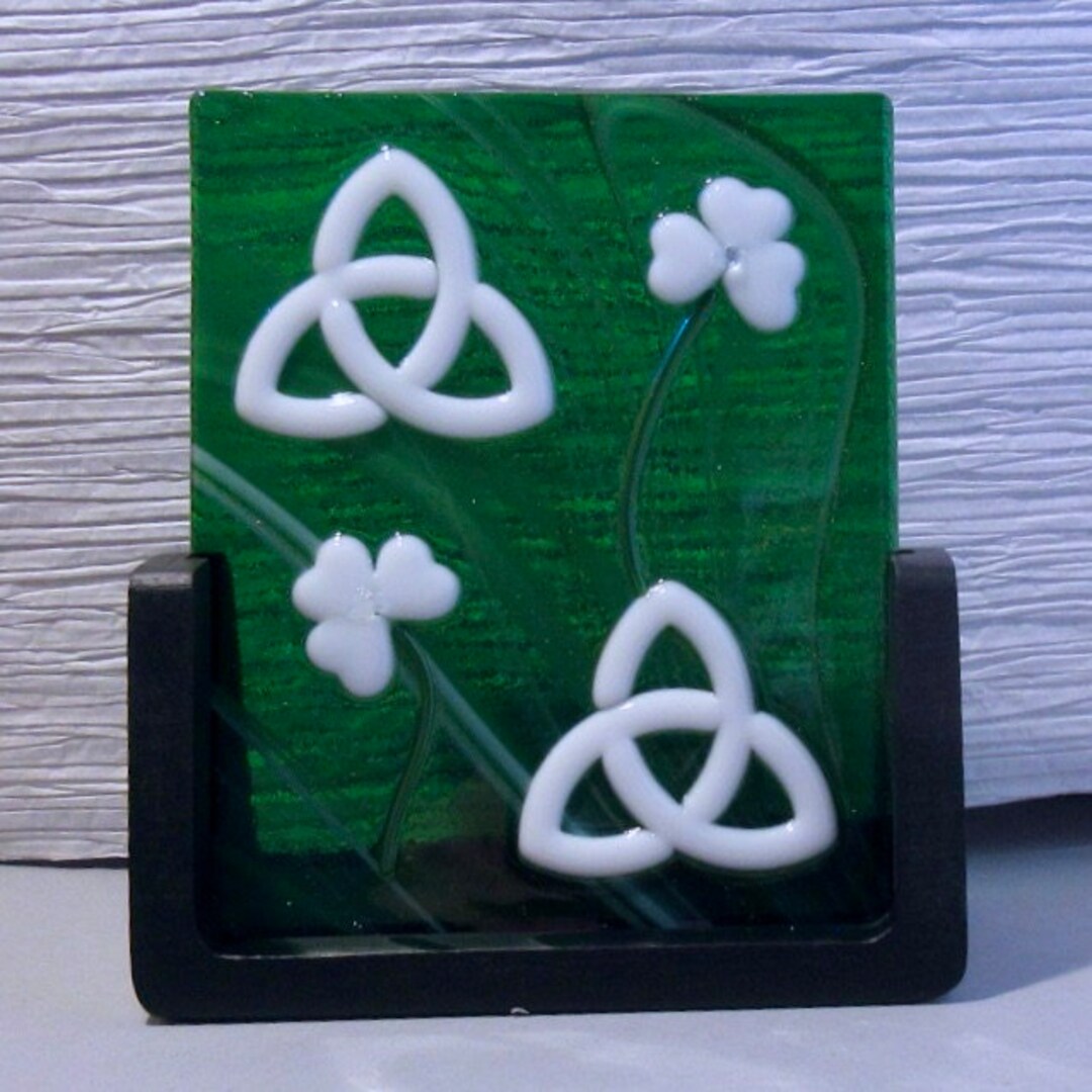 Fused Glass Celtic Art, Irish Gifts, Fused Glass Clover, St. Patricks ...