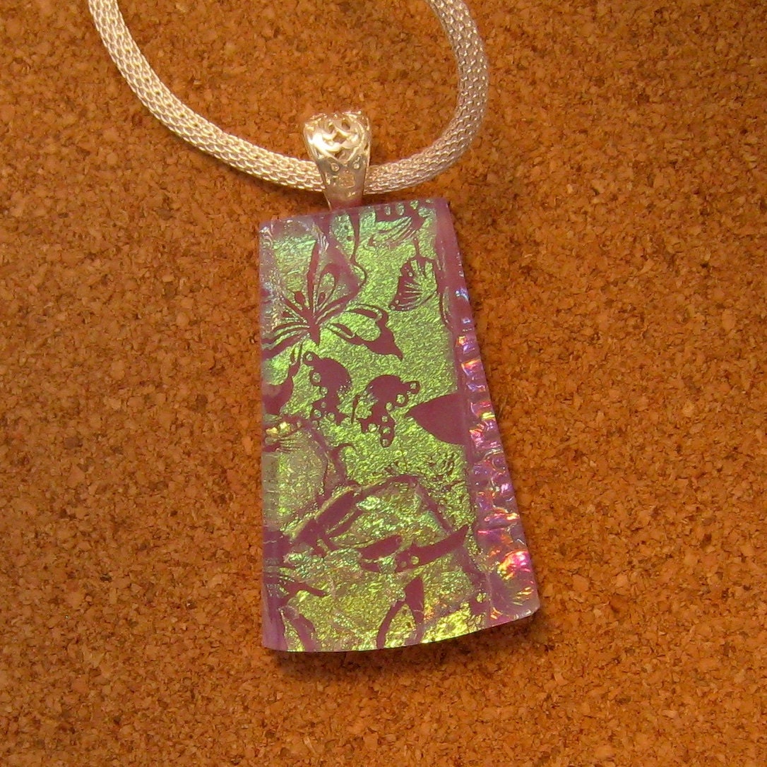 Pink Dichroic Pendant Fused Glass Pendant Dichroic | Etsy