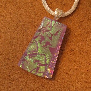 Pink Dichroic Pendant - Fused Glass Pendant - Dichroic Butterfly ...