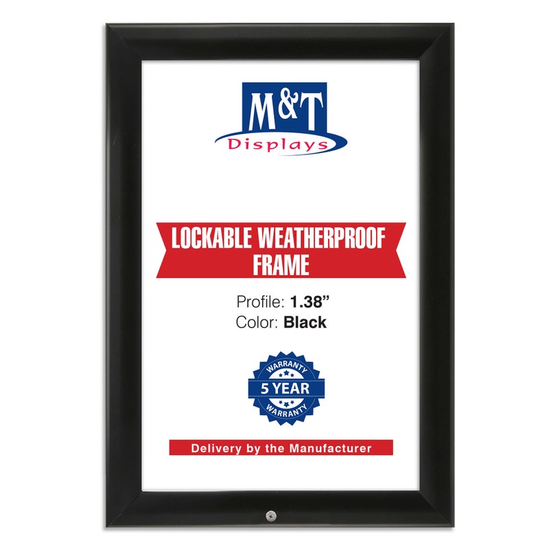 M&T Displays Lockable Weatherproof Snap Poster Frame Black Aluminum ...