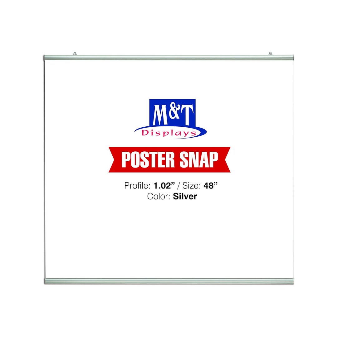 M&T Displays Poster Snap Hanger Set 48 Inch Wall Mounting Silver 1.02 ...