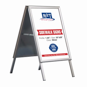 M&T Displays Silver Sandwich Board, Poster Sidewalk Display, Aluminum ...