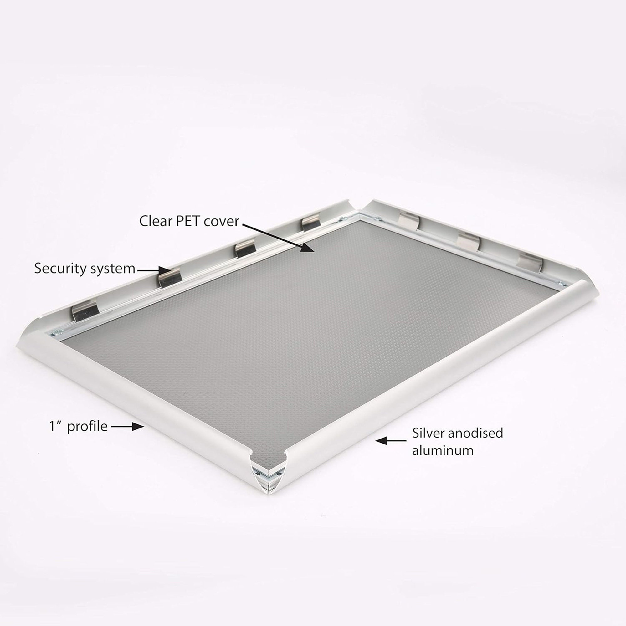 M&T Displays Security Snap Photo Poster Frame, Silver Aluminum, Front ...