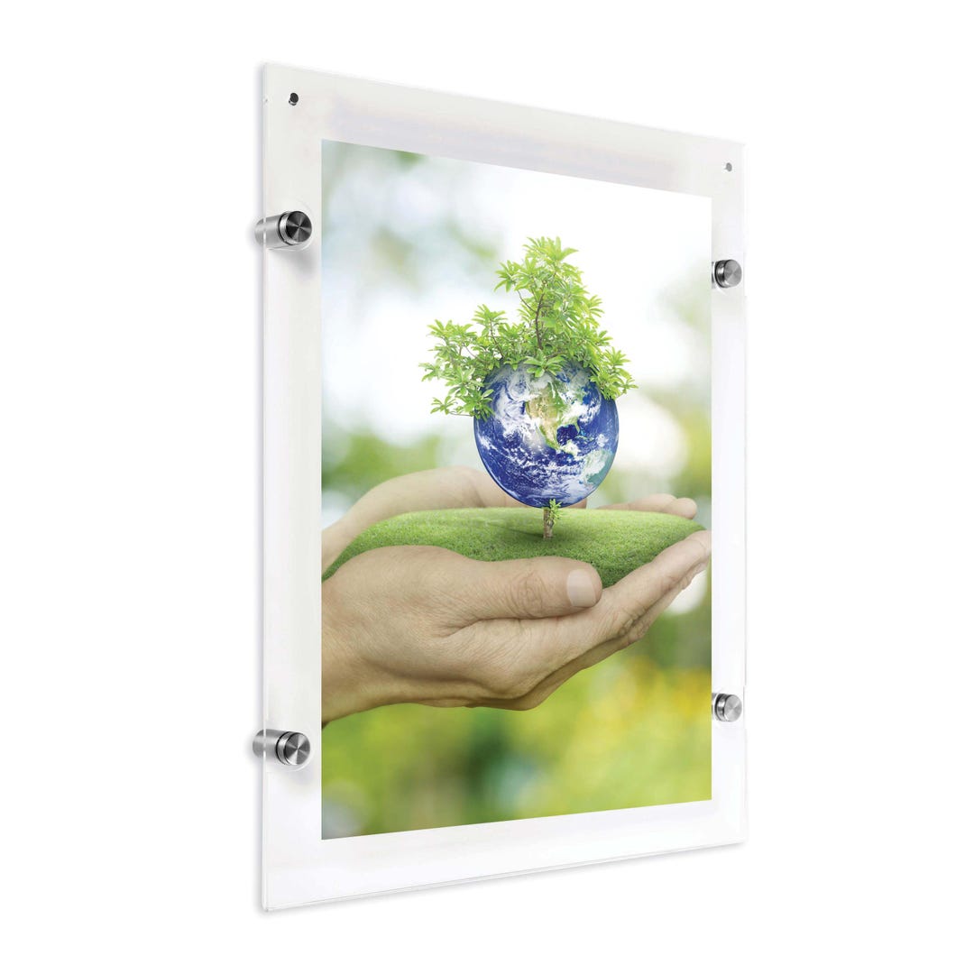 M&T Displays Wall Mount Clear Acrylic Frameless Picture Frame With ...