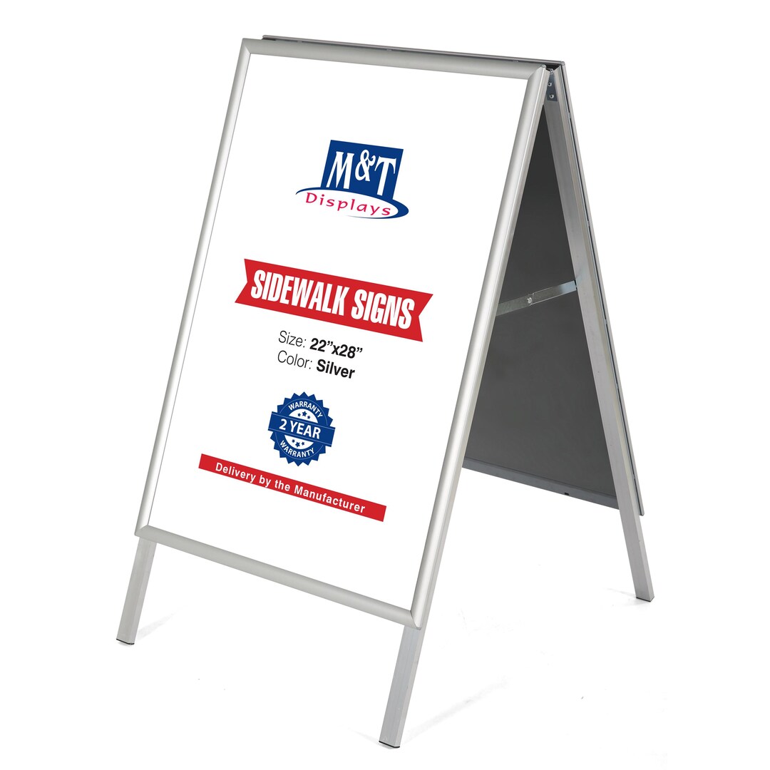 M&T Displays Silver Sandwich Board, Poster Sidewalk Display, Aluminum ...