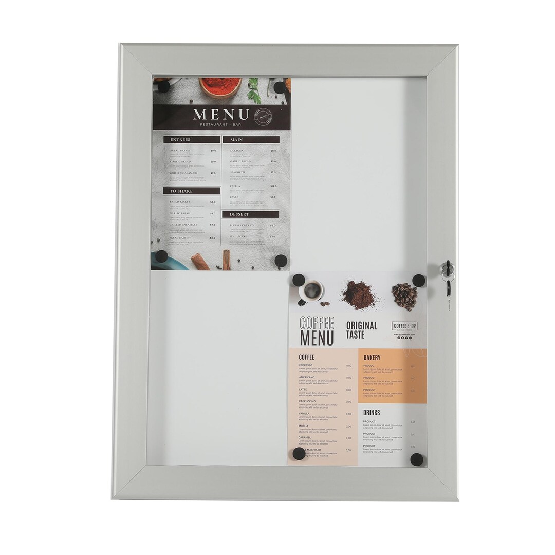 M&T Displays Enclosed Lockable Sealed Poster Showboard - Silver ...