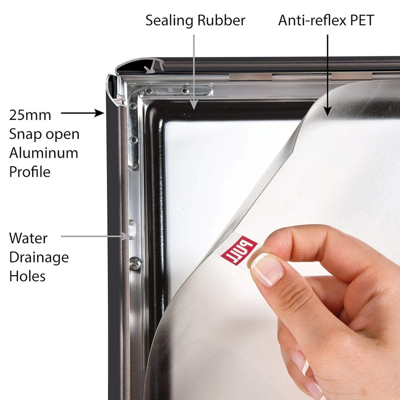 M&T Displays Weatherproof Snap Poster Frame 22x28 Inch Black/silver ...