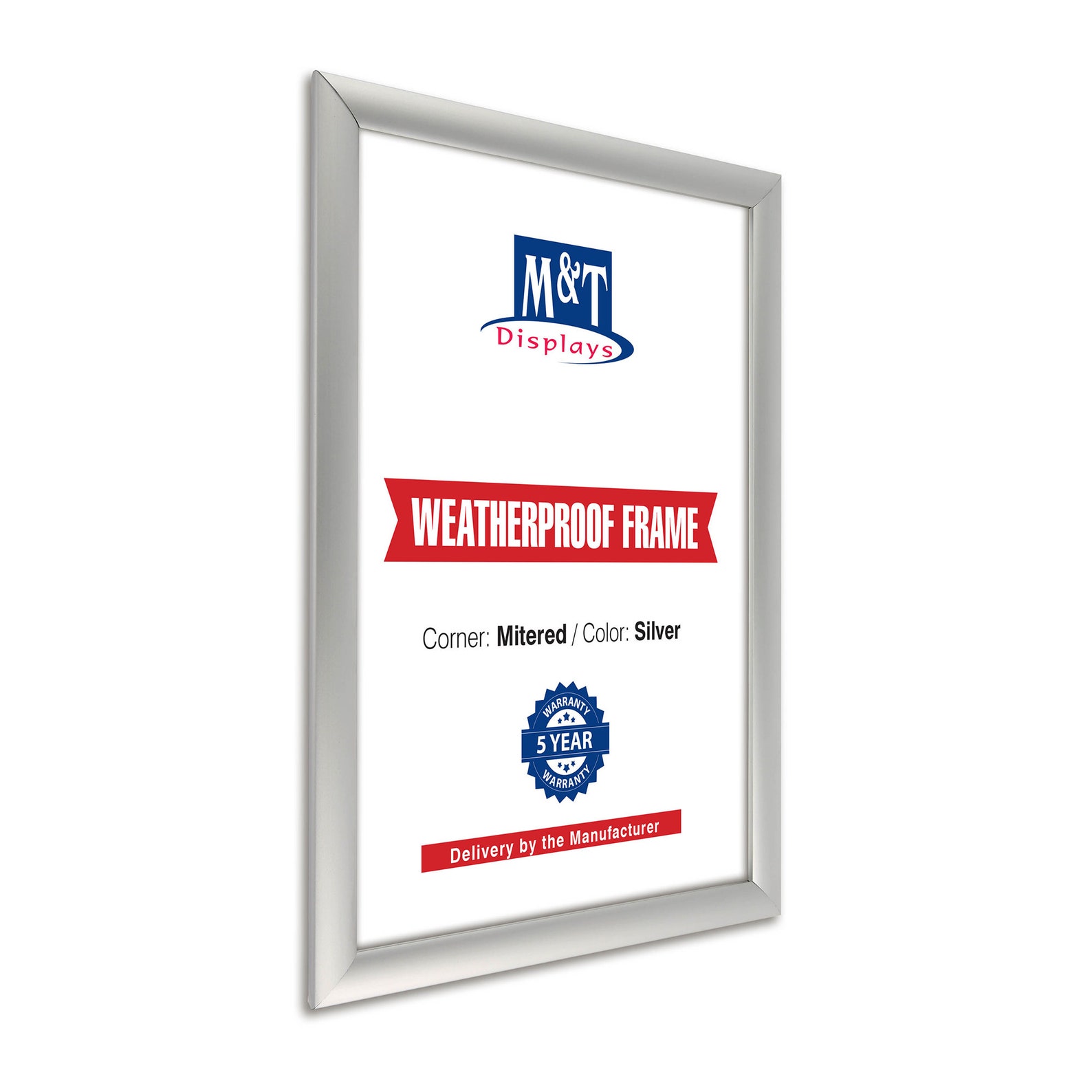 M&T Displays Weatherproof Snap Poster Frame 17x22 Inch Silver Aluminum ...
