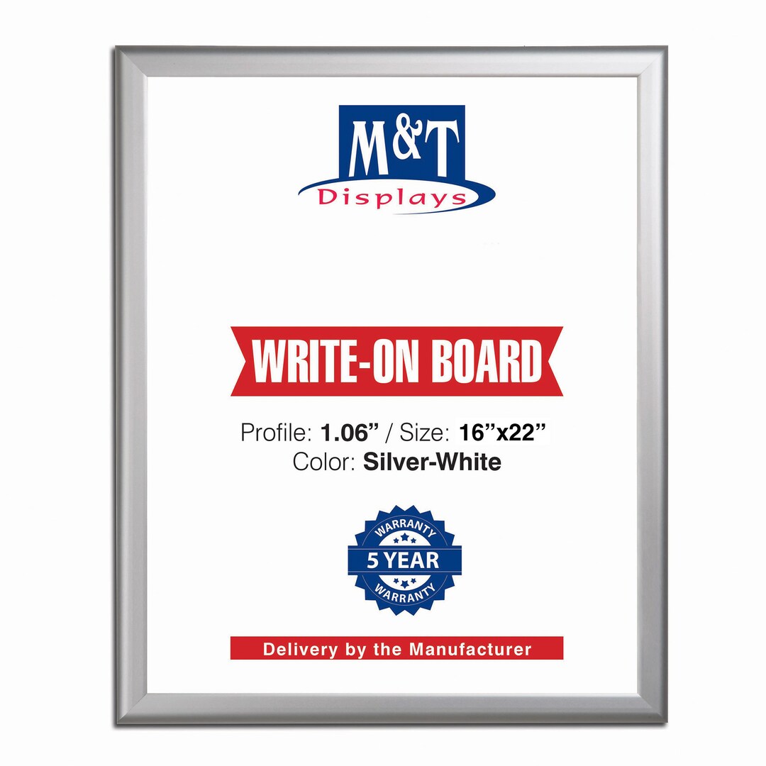 M&T Displays Write on Board Dry Wipe Erase 16x22/18x24/22x28 Inches ...