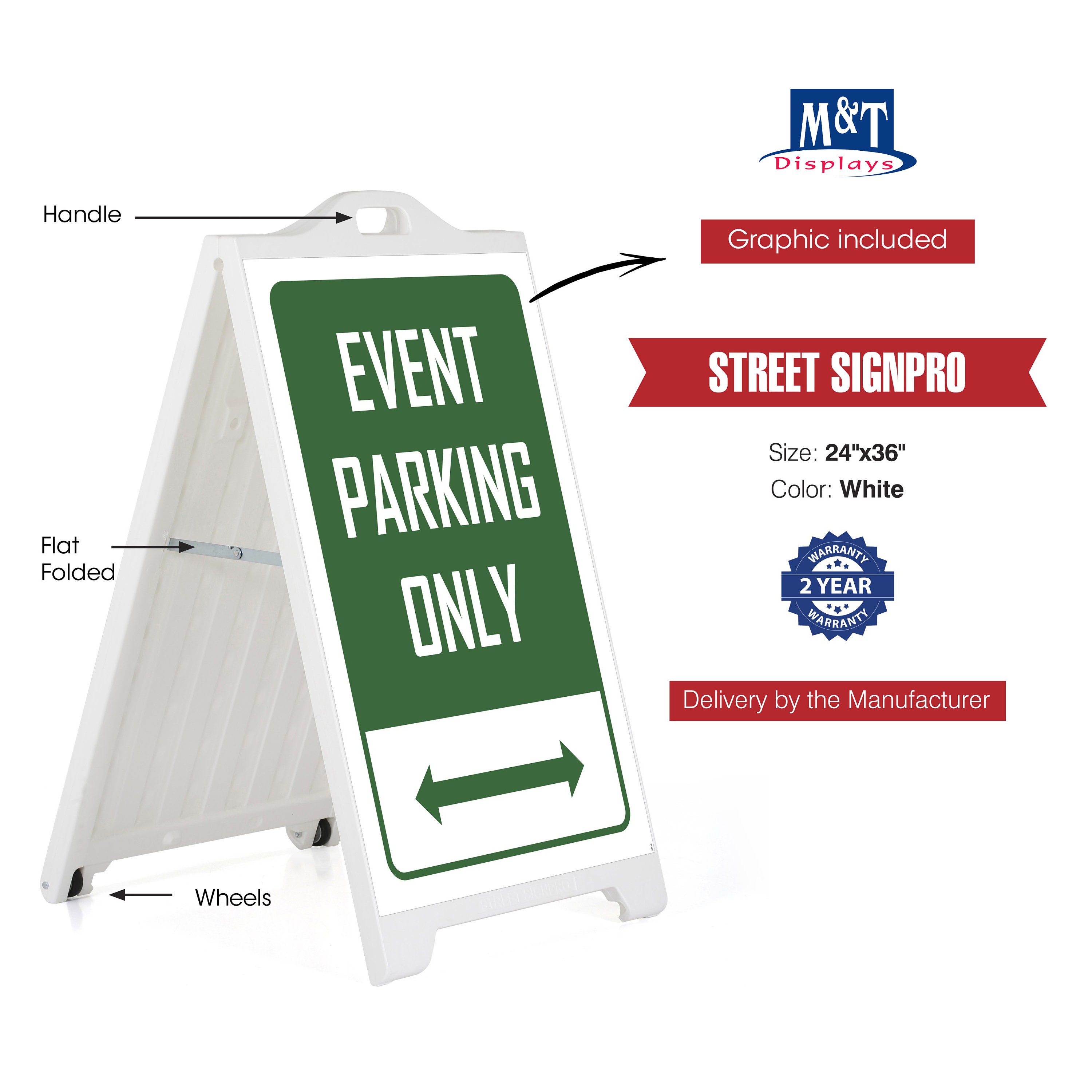 M&T Displays Street Signpro Board Weatherproof A-frame Sidewalk Curb ...