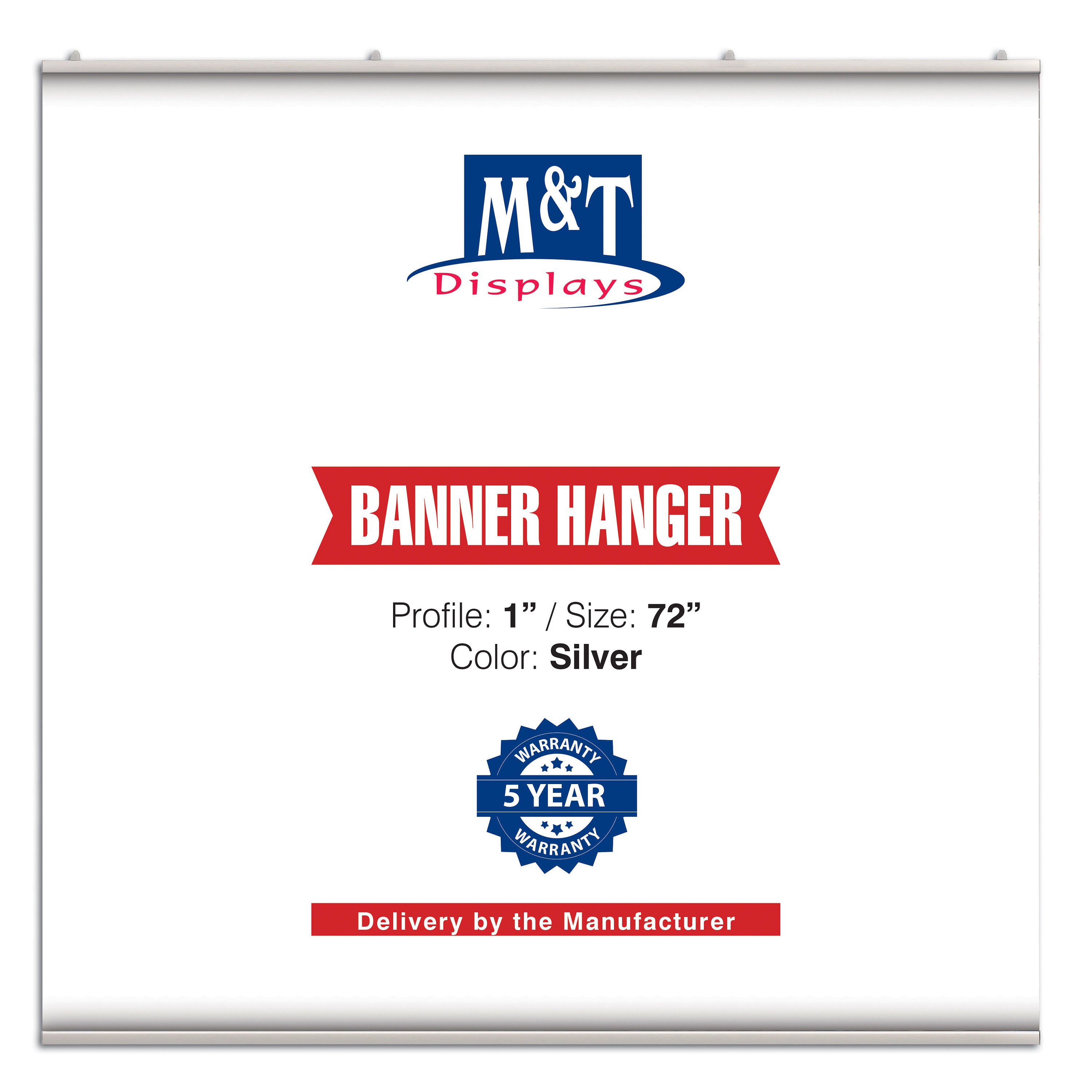M&T Displays Newage Snap Poster Banner Clamp 24/30/36/48/72 Inch Silver ...