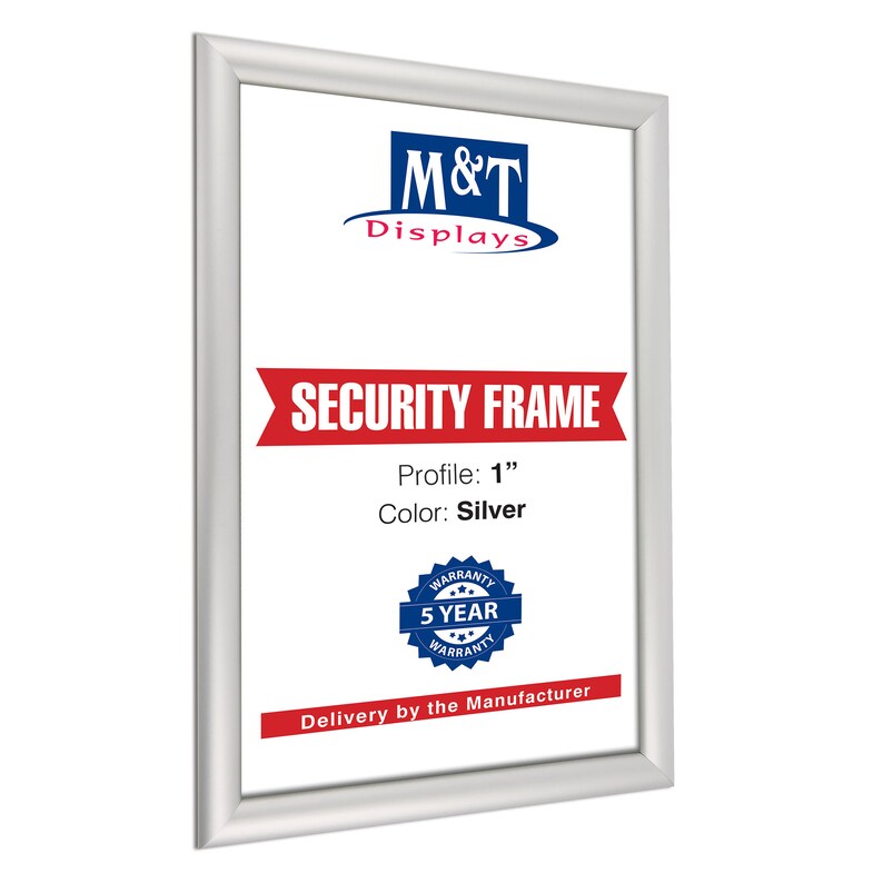 M&T Displays Security Snap Photo Poster Frame, Silver Aluminum, Front ...