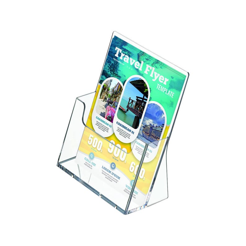 M&T Displays Clear Acrylic Brochure Leaflet Holder 5.5x8.5 Inch Pocket ...