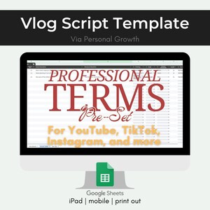 Vlogging Script Template for Tiktok Youtube Instagram Plan & Organize ...