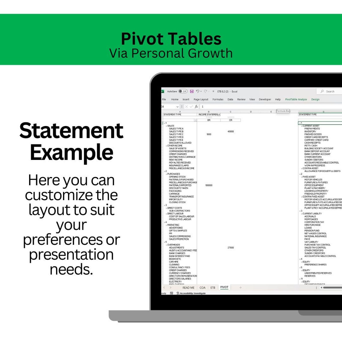 Extended Trial Balance Template Excel File 3 Tabs Easy and Straight ...
