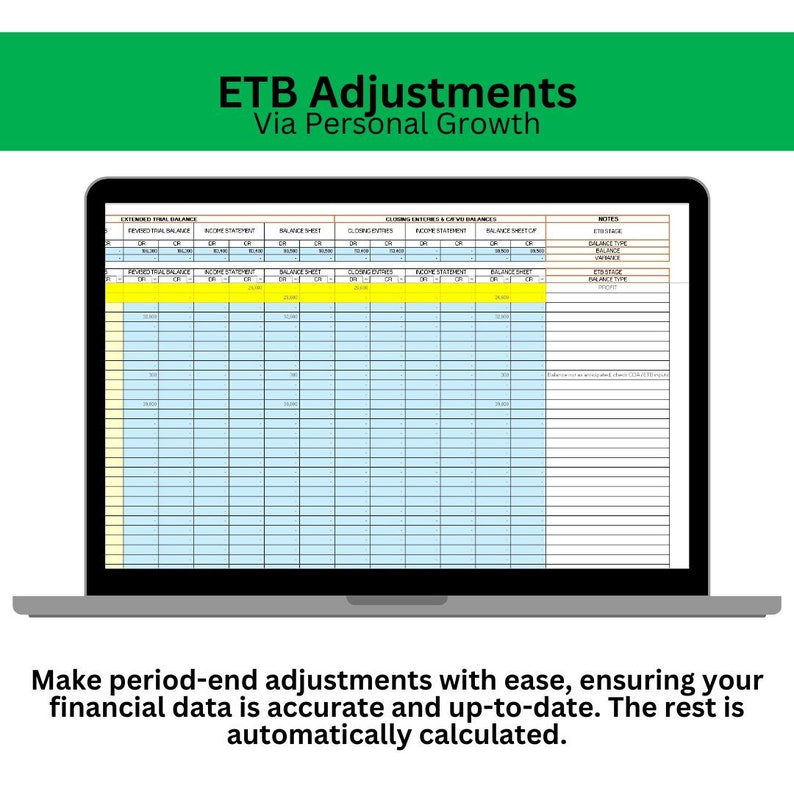 Extended Trial Balance Template Excel File 3 Tabs Easy and Straight ...