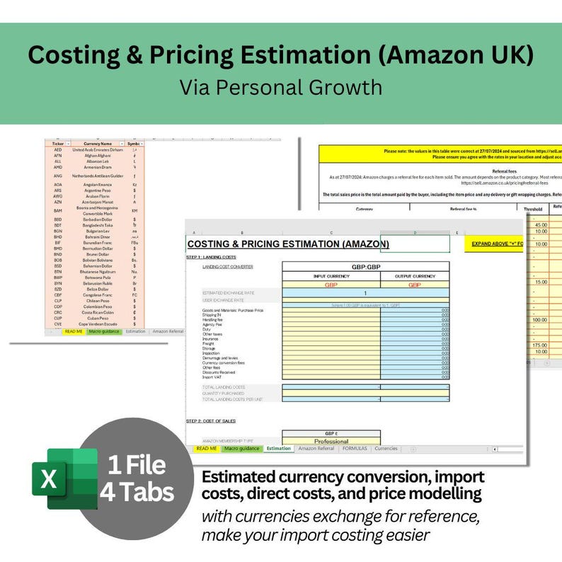 Small Business Excel Template for Costing and Pricing Estimation amazon ...