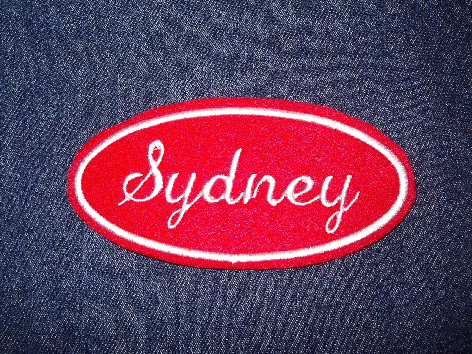 Oval Name Patch - Red and White Embroidery - Etsy