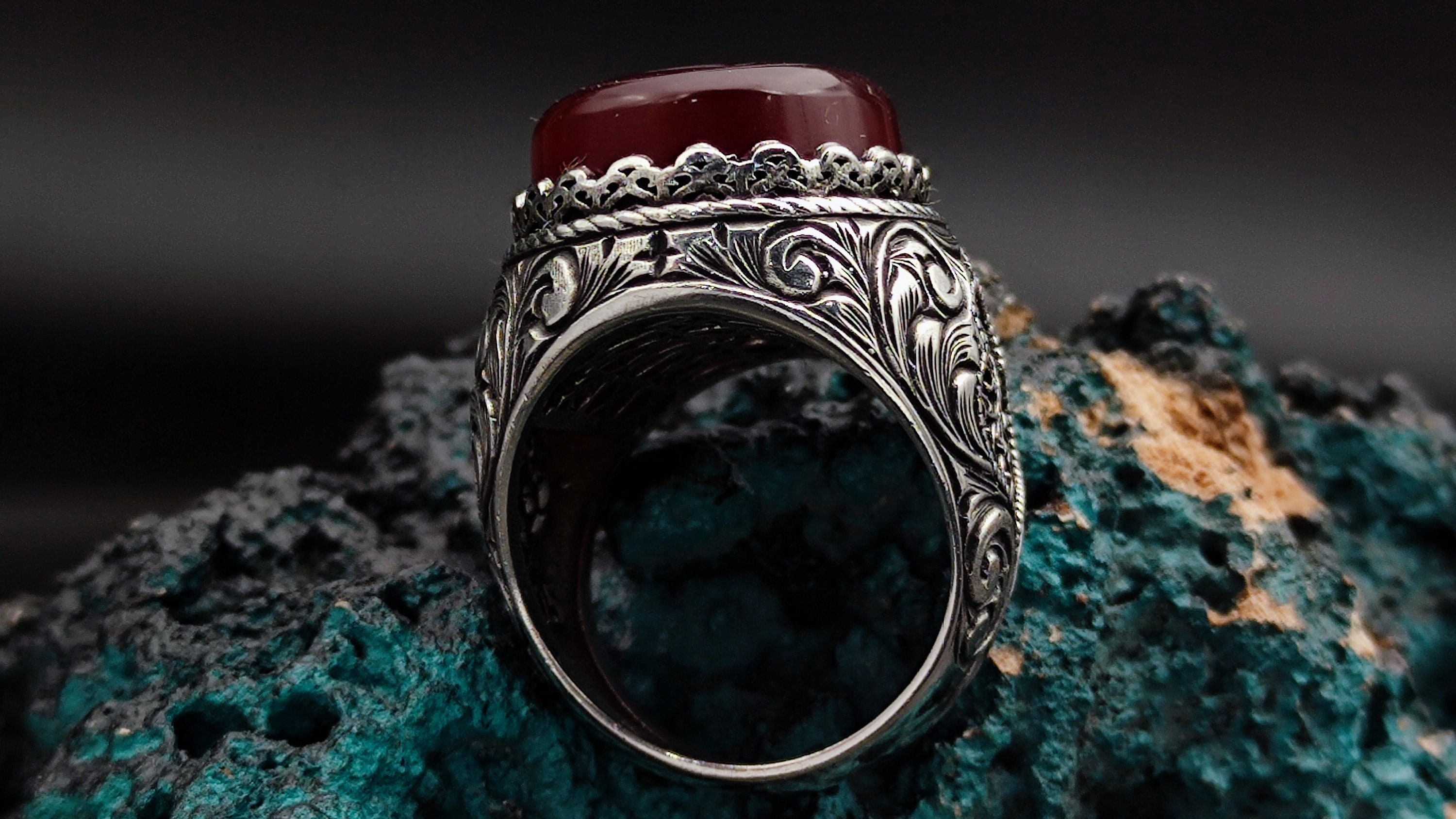 Islamic Hand Carving on Agate Stone, Islamic Men's Ring, Islamic Gift ...