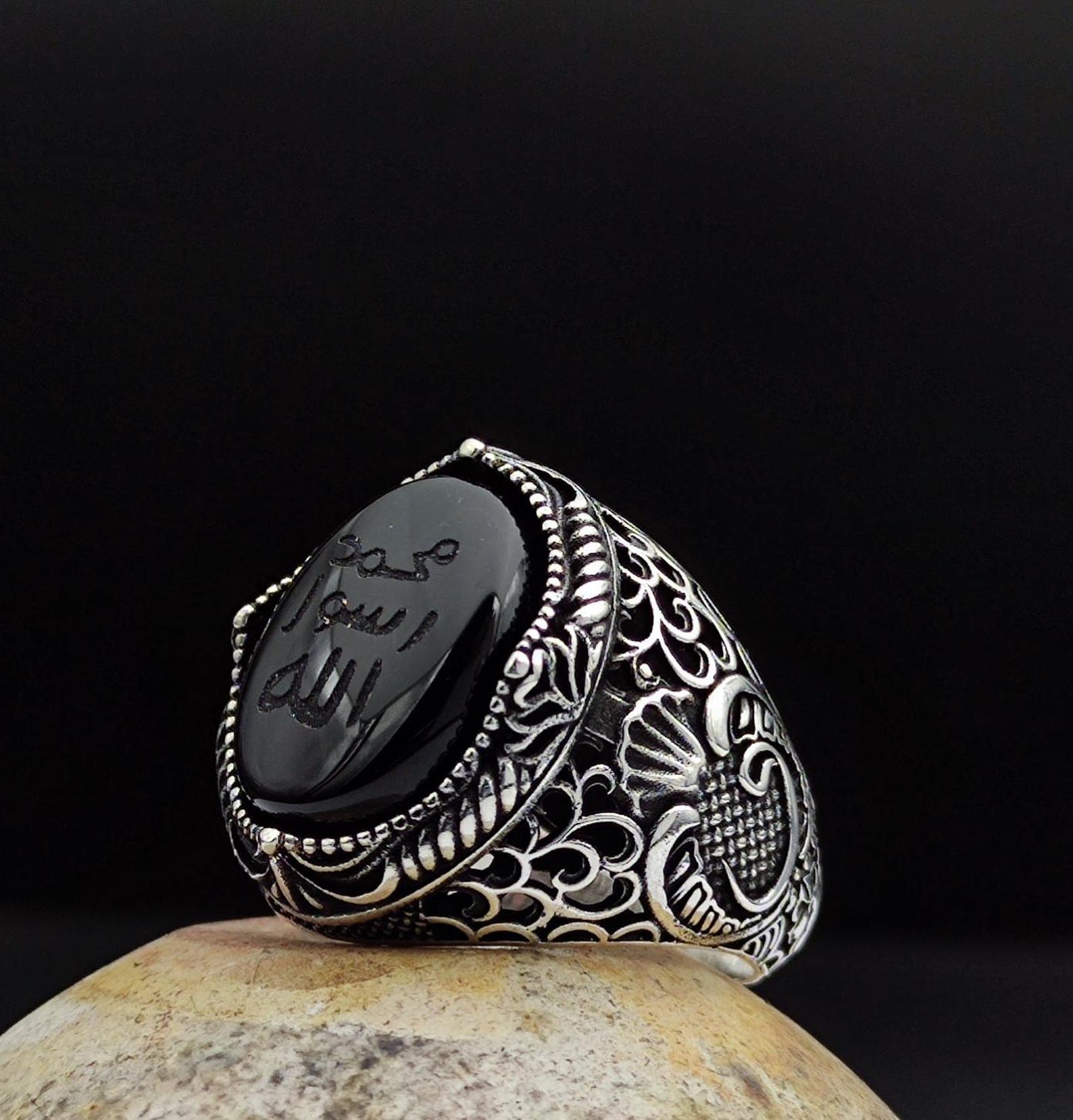 Seal of Prophet Muhammad Ring, 925 Sterling Silver, Handmade Turkish ...