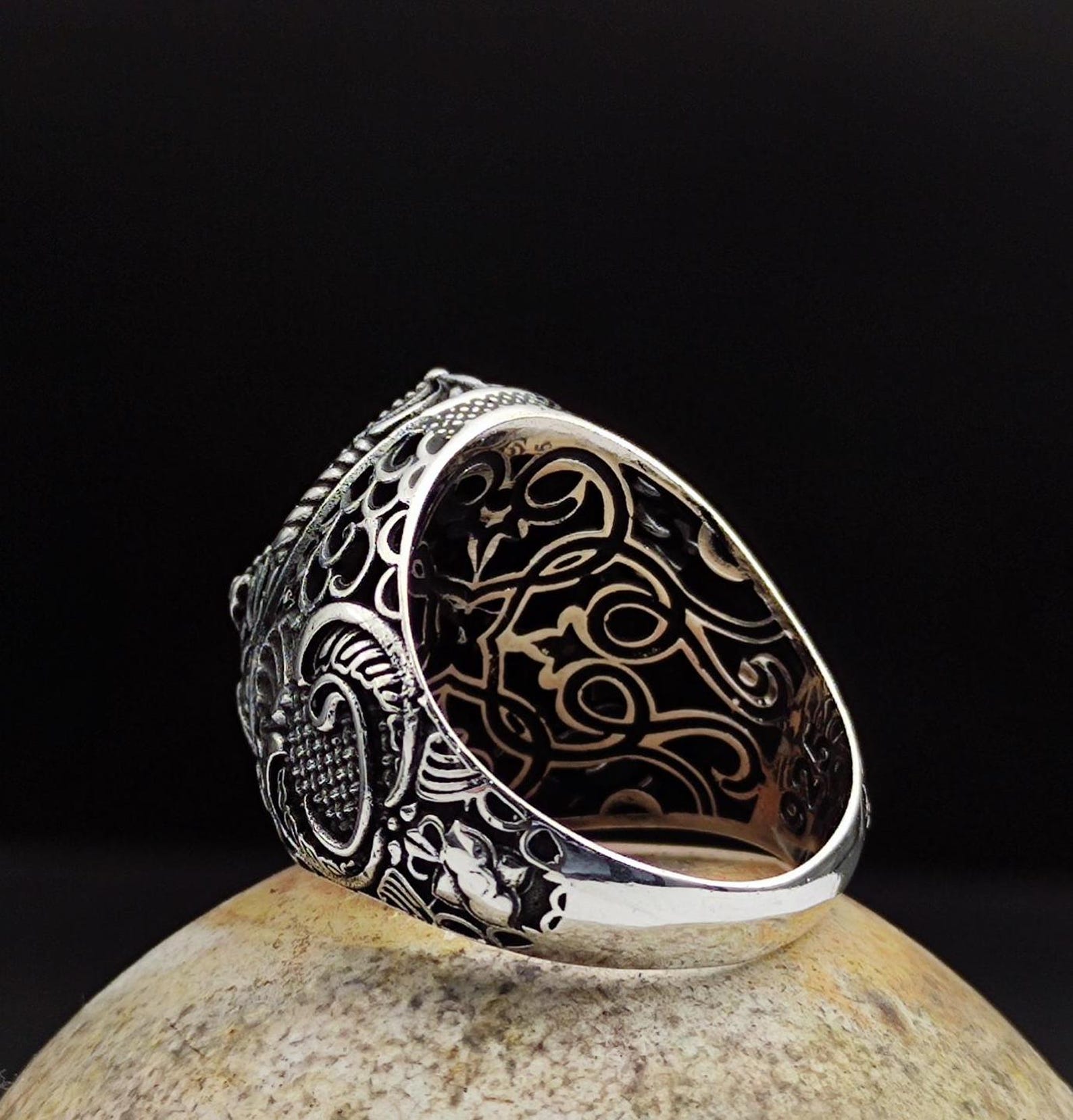 Seal of Prophet Muhammad Ring, 925 Sterling Silver, Handmade Turkish ...